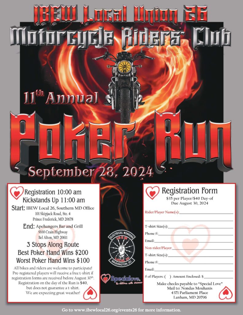 11th Annual Poker Run - IBEW Local Union 26 - Motorcycle Riders Club ...